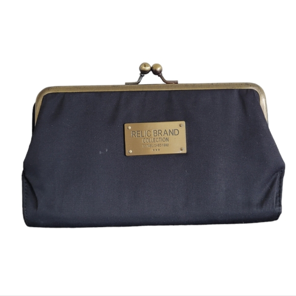 Relic | Bags | Vintage Relic Snap Top Wallet Black Nylon Brass Hardware ...